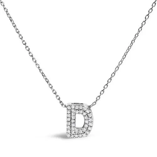 HAUS OF BRILLIANCE 10k Gold Diamond Accent Initial Pendant Necklace - White | D